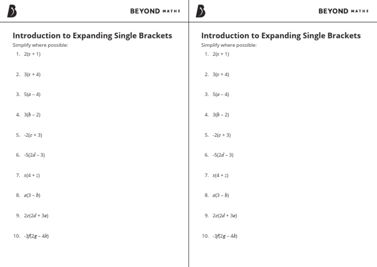Expanding Single Brackets Guide | PDF