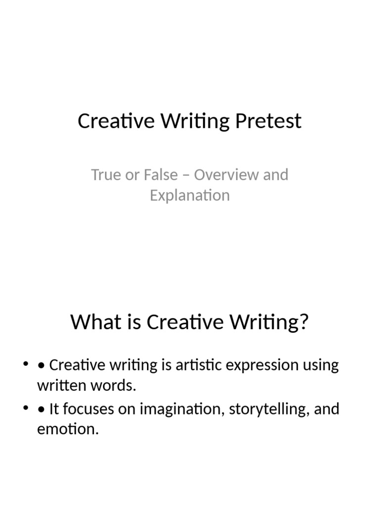 Creative Writing Pretest Presentation | PDF