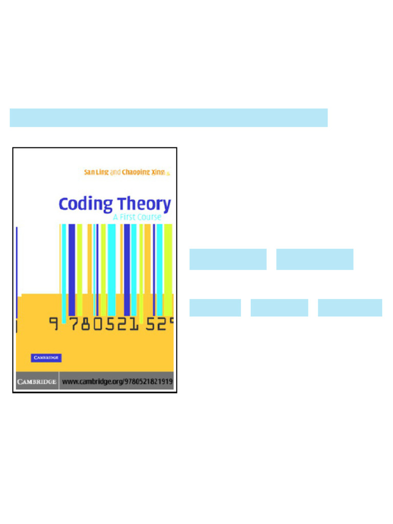 Coding theory a first course Ling - ebook and textbook resources | PDF | Algorithms | Naming ...