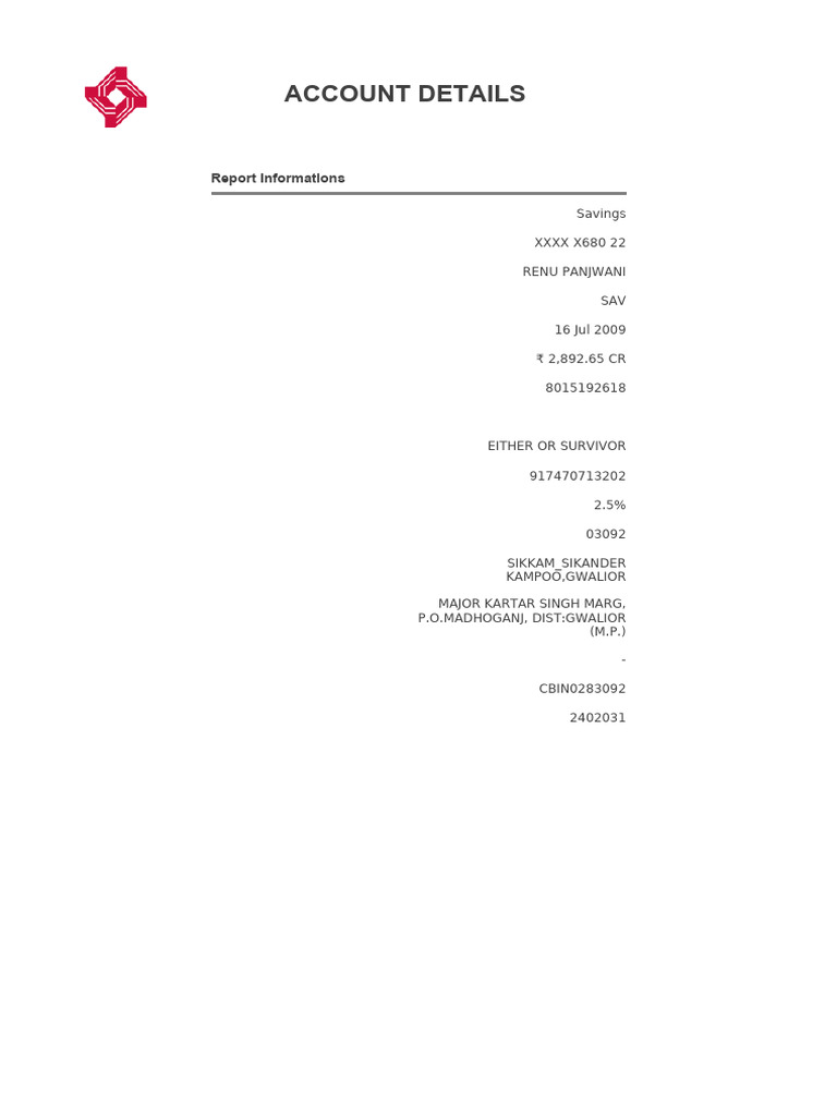 Account Details | PDF