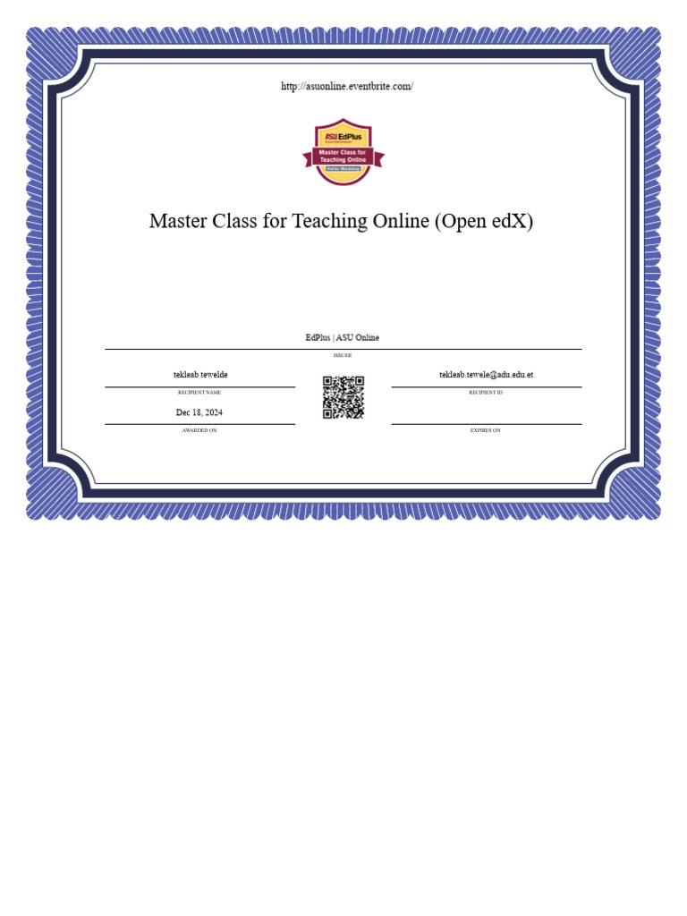 Tekleab Certificate - Parchment Digital Badges | PDF