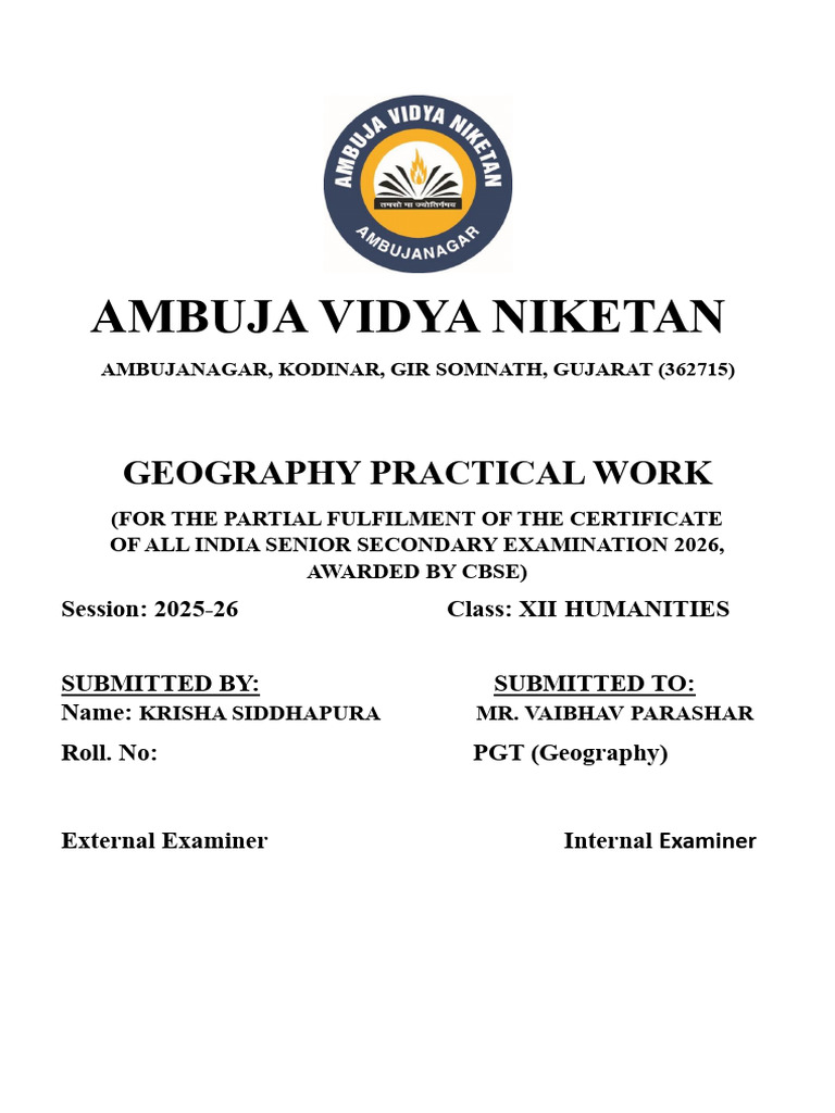 Geography Practical Work Class XII | PDF