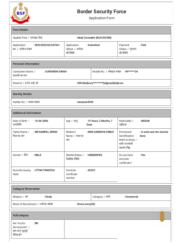 BSF - Preview Registration Form | PDF