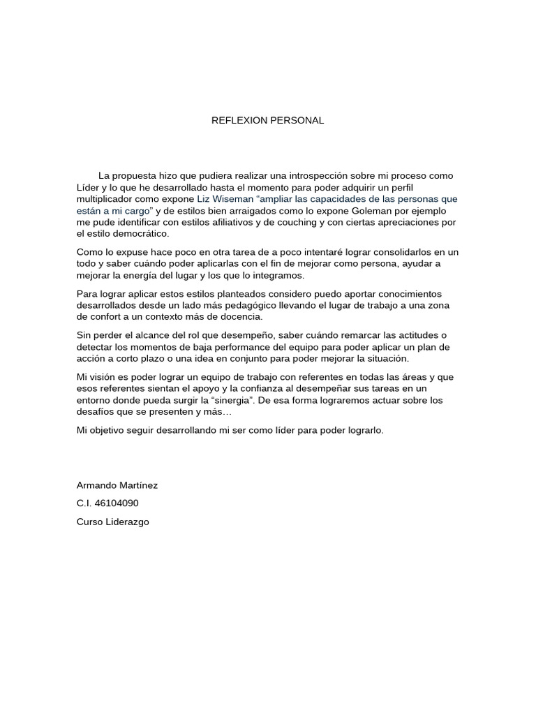 Reflexion Personal | PDF