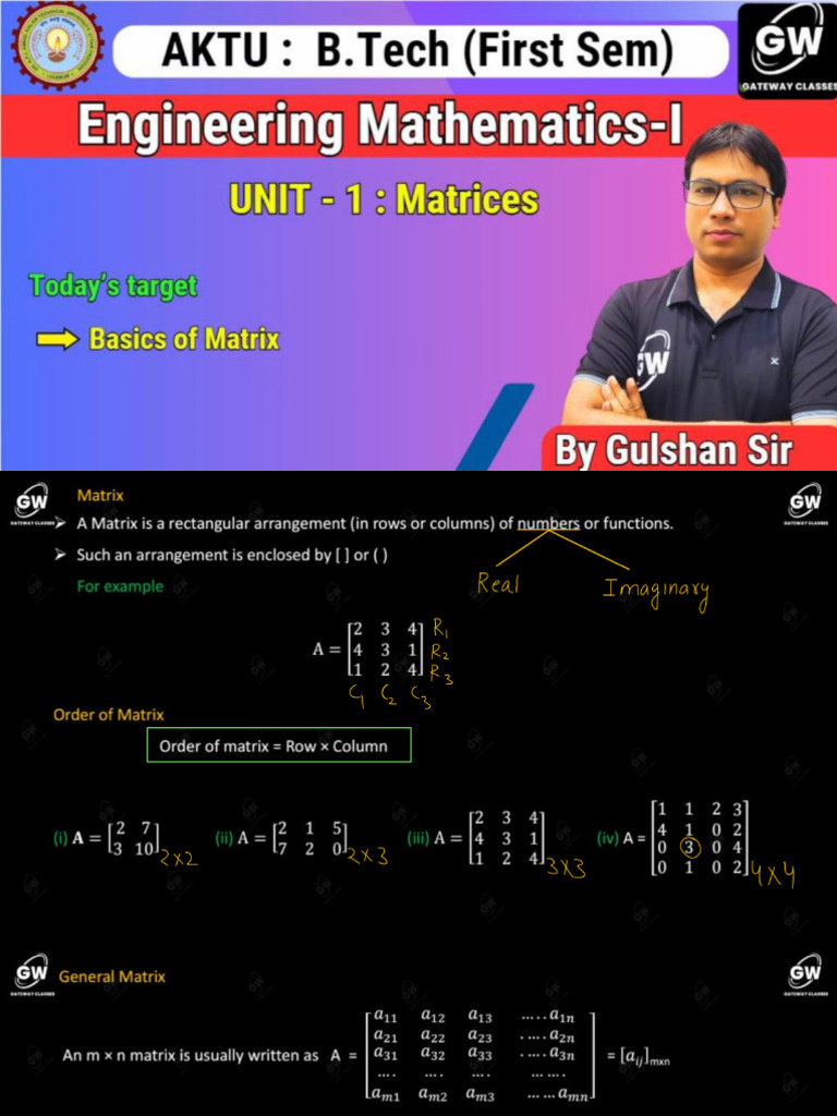Basics of Matrix Notes | PDF