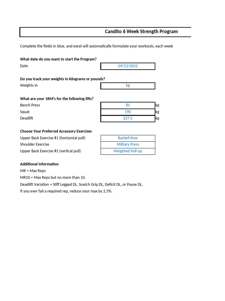 Candito 6 Week Strength Program Guide | PDF | Weight | Management Of ...