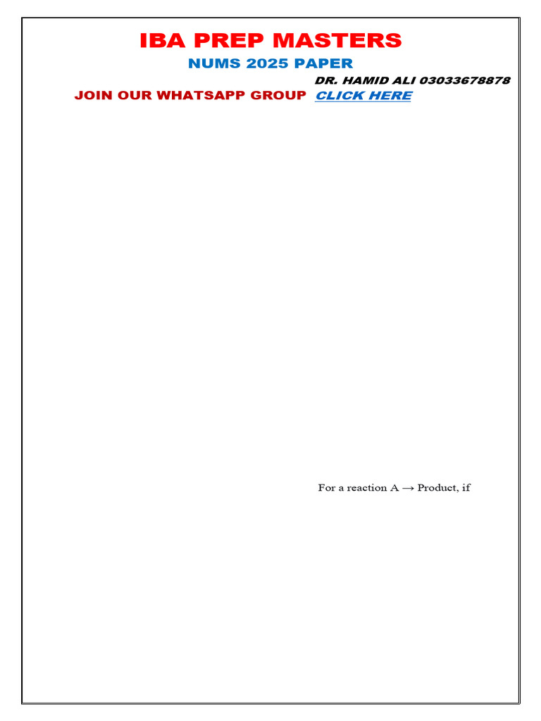 Nums MCAT 2025 Paper | PDF | Methanol | Chemical Reactions