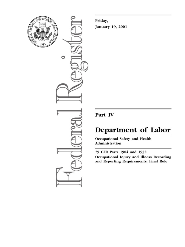 Federal Register | PDF | Occupational Safety And Health Administration ...