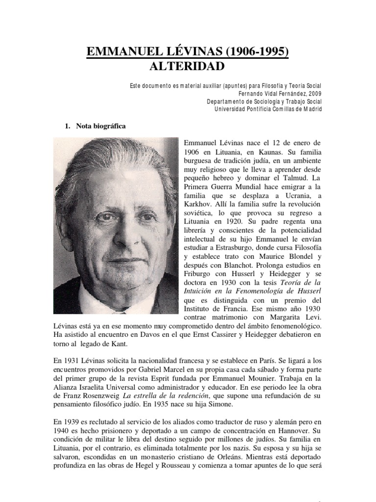 Presentación de Emmanuel Lévinas | Ciencia filosófica | Ciencia