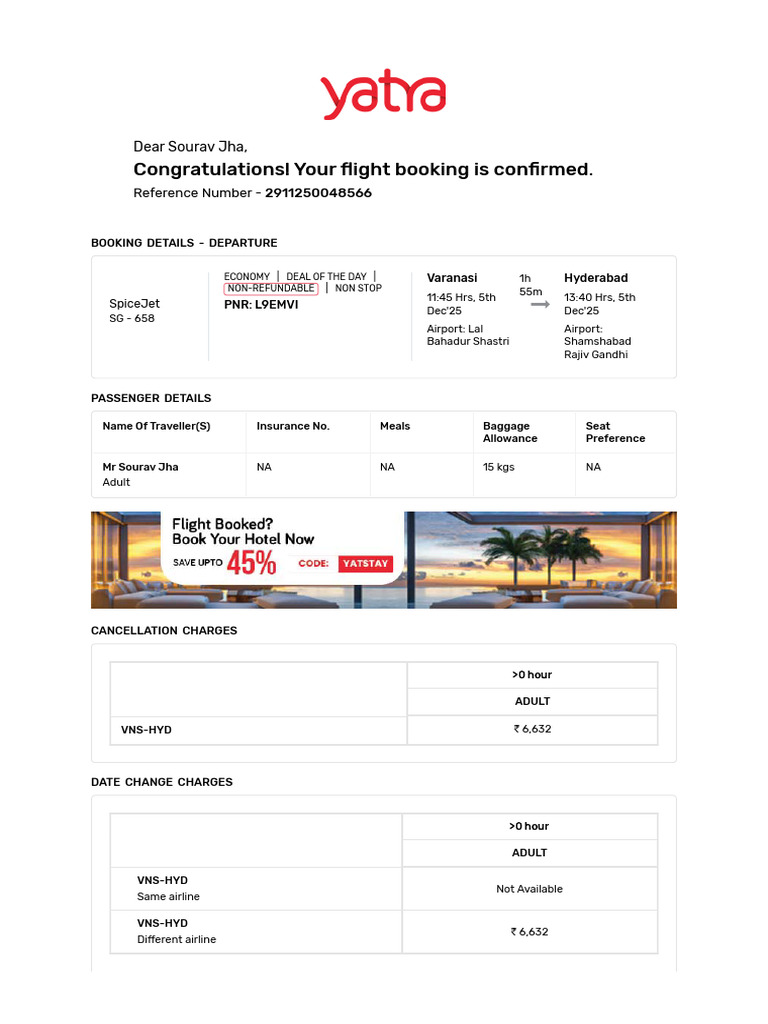 Flight Booking Confirmation | PDF | Airlines | Civil Aviation