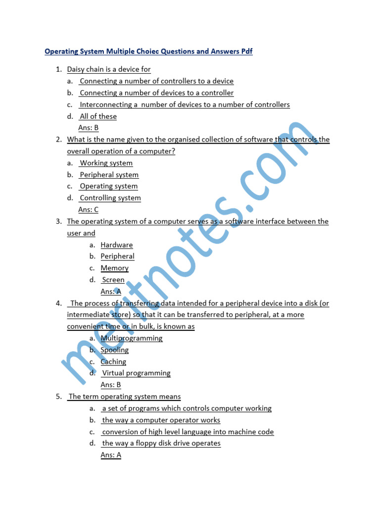 Os Multiple Choice Questions Answers | PDF