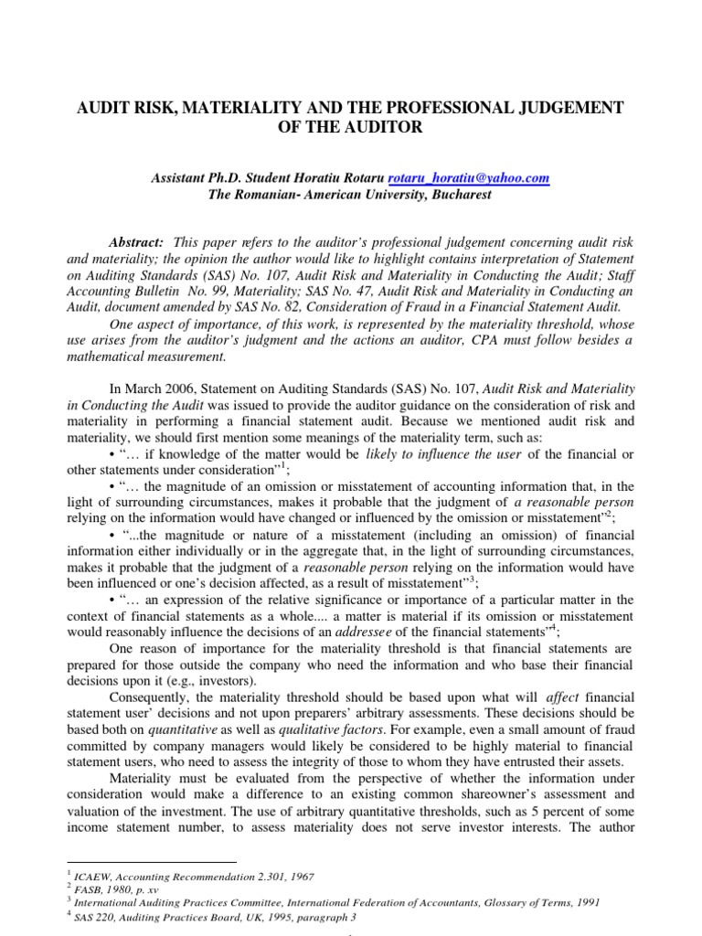 Materiality in Audit | PDF | Financial Audit | Audit