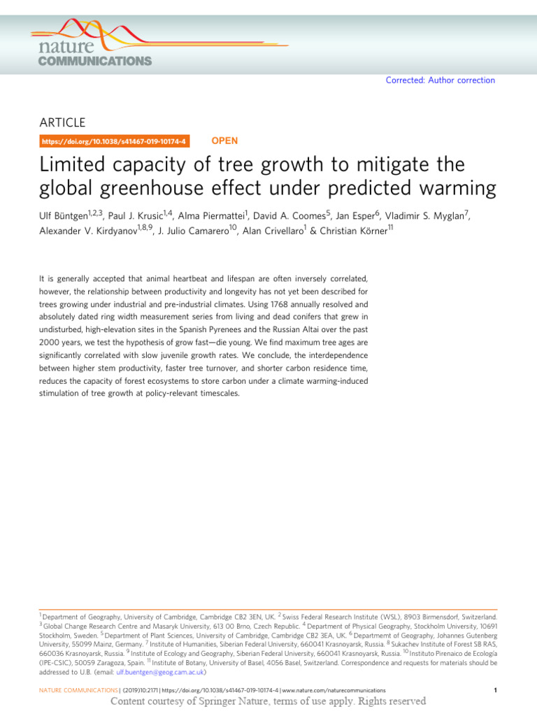Tree Growth and Carbon Storage Limits | PDF | Forests | Trees