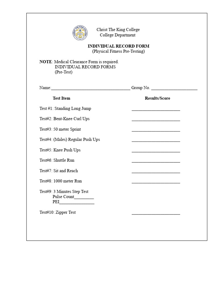 Individual Record Form | PDF