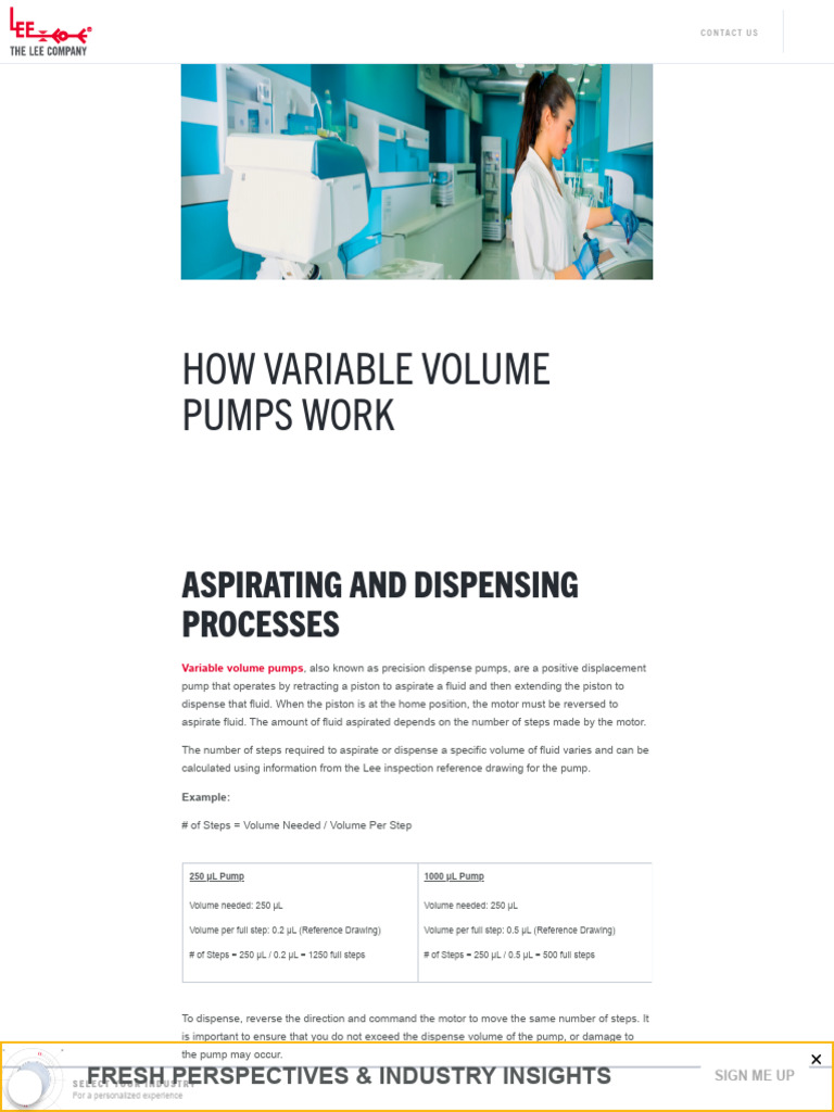 How Variable Volume Pumps Work _ The Lee Co | PDF | Pump | Valve