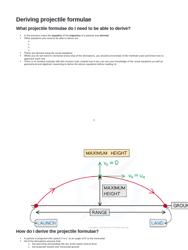 Deriving Projectile Formulae | PDF
