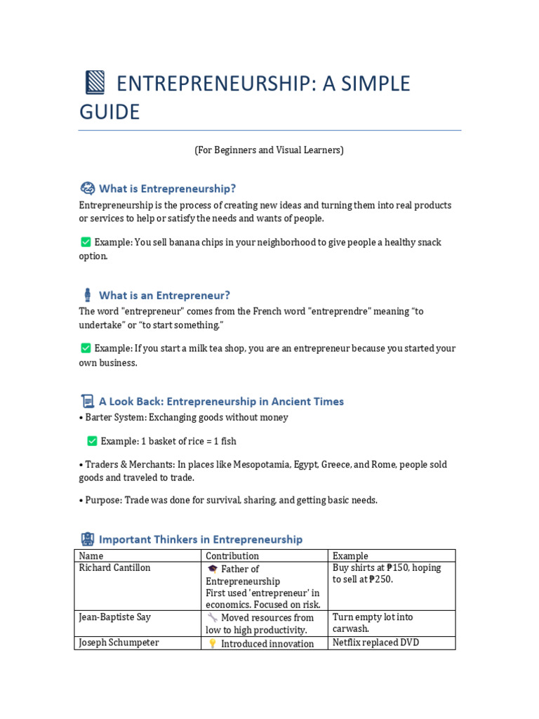 Beginner's Guide to Entrepreneurship | PDF | Entrepreneurship ...