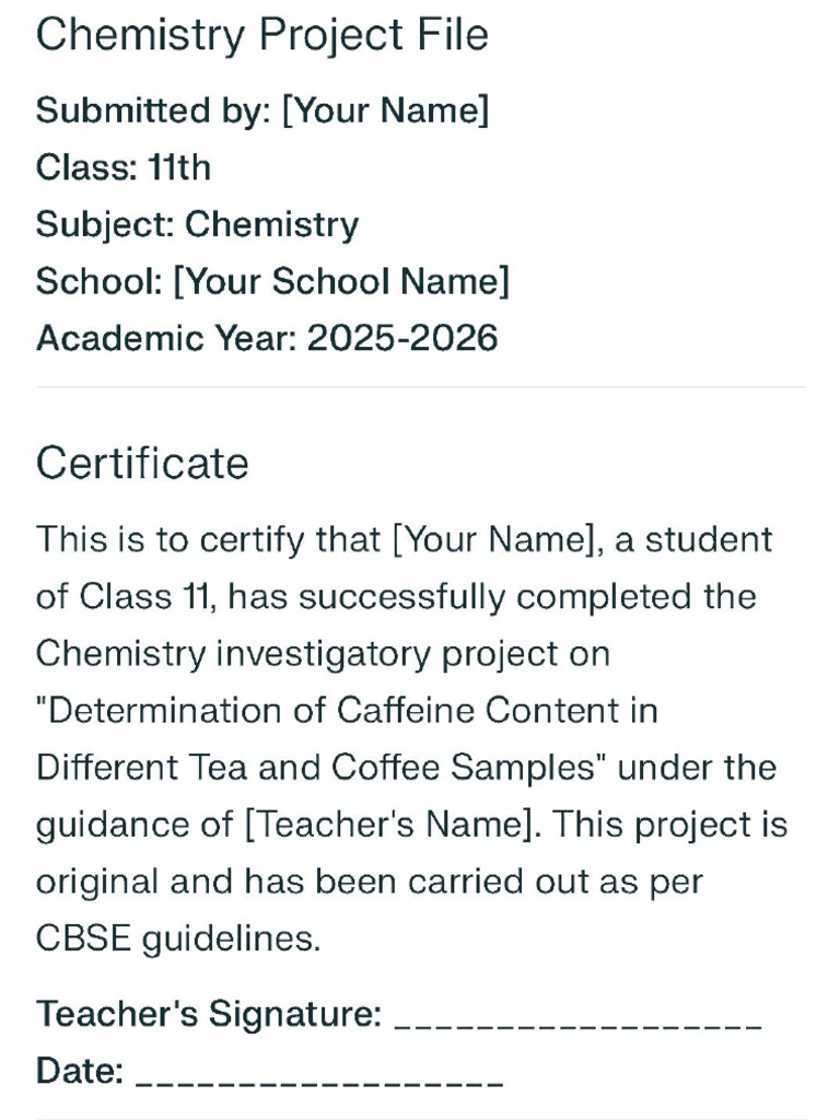 Chemistry Project 1 | PDF