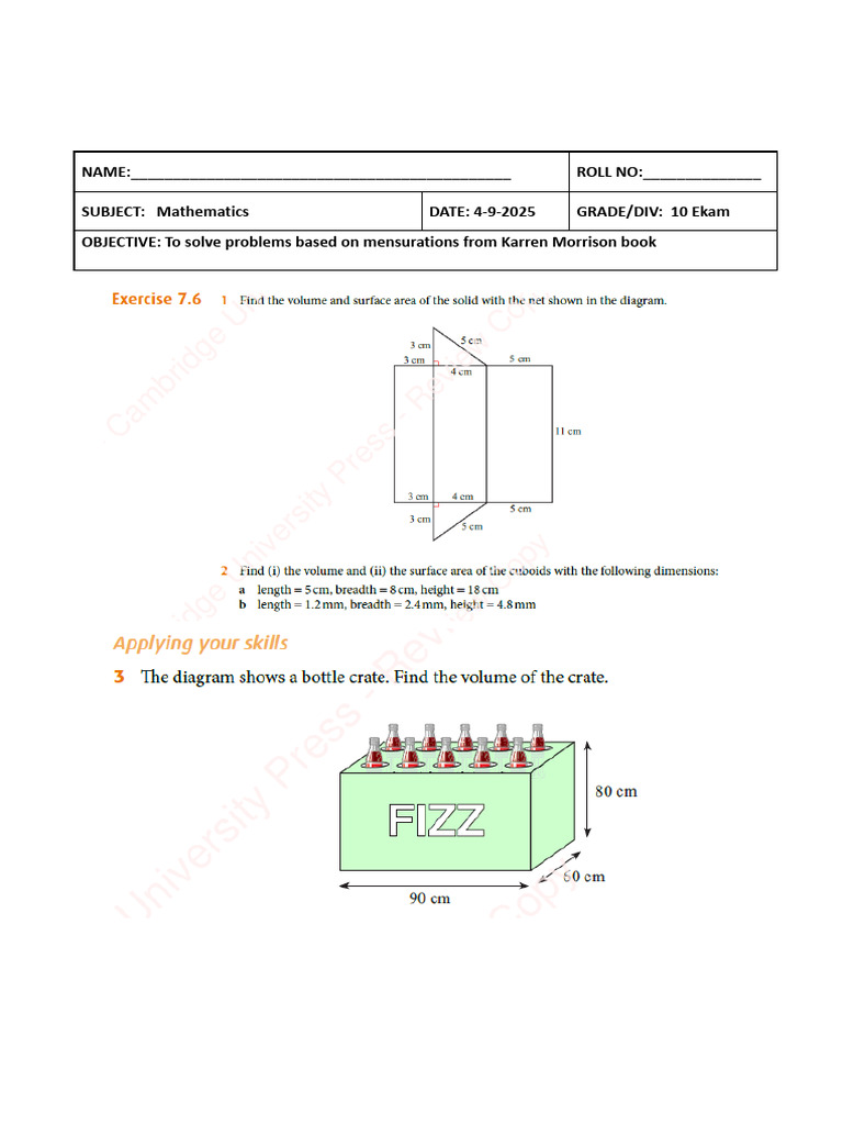 Mensuration From Karren Morrison Book | PDF