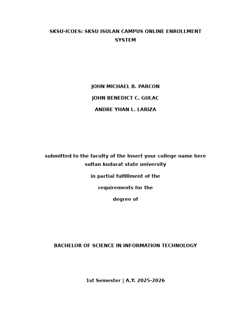 SKSU Isulan Campus Enrollment System | PDF | Reliability Engineering ...