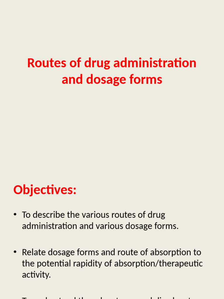 Routes of Drug Administration and Dosage Forms 2025 | PDF | Tablet ...