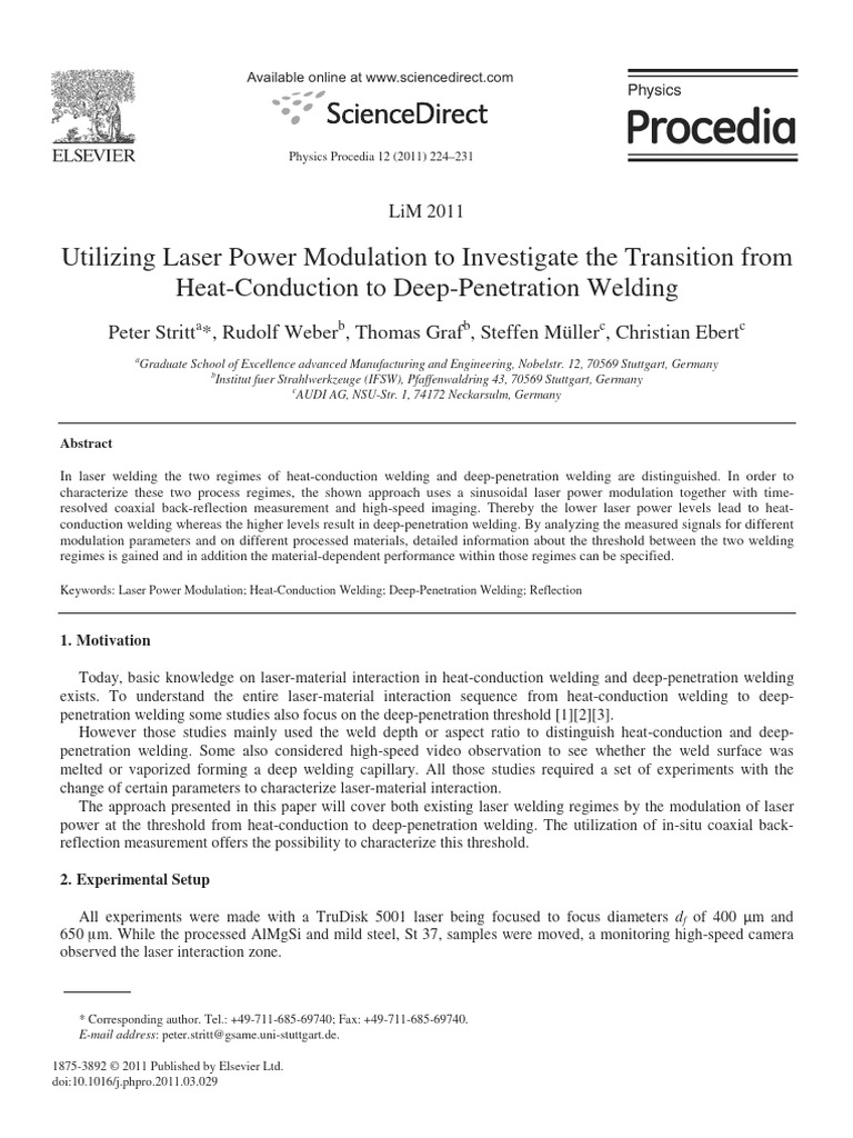 Laser Power Modulation in Welding | PDF | Laser | Frequency