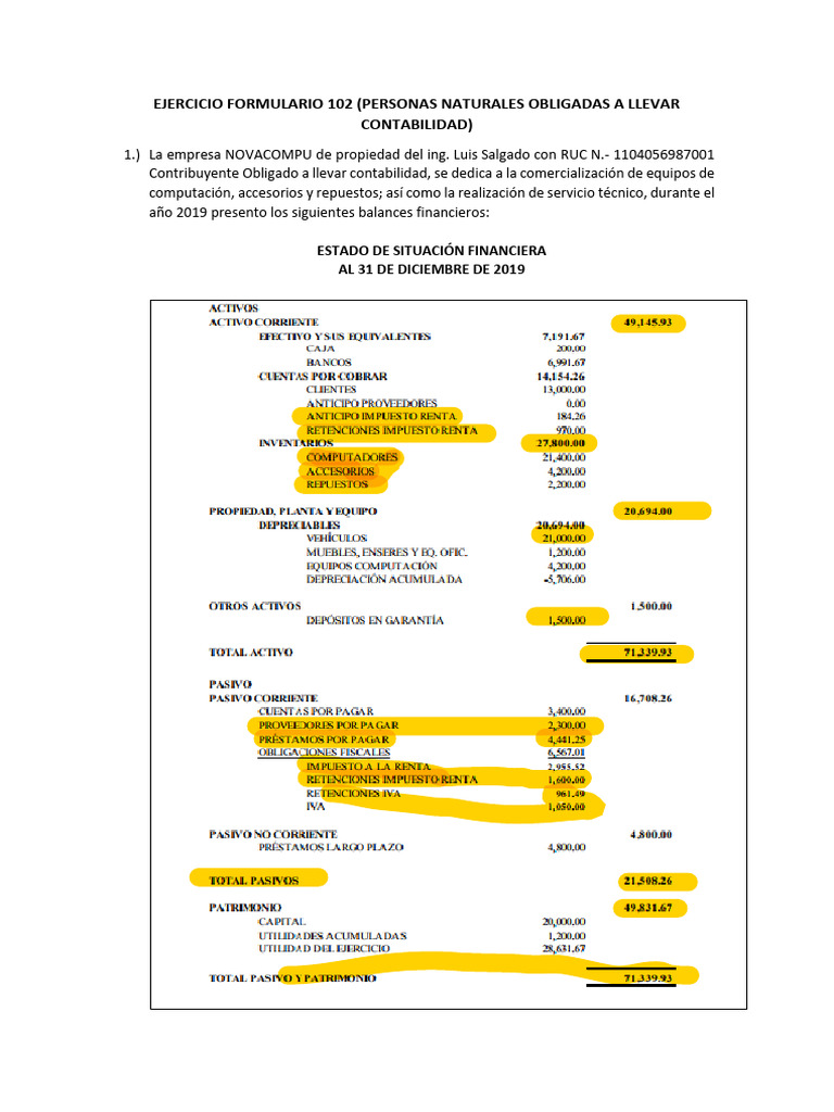 Concilia-Ejericio Formulario 102 | PDF | Contabilidad | Estado de ...