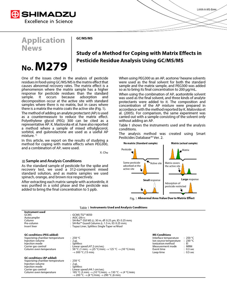 Mitigating Matrix Effects in Pesticide Analysis | PDF | Gas ...