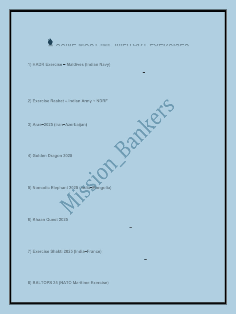 ? Some Most Imp Military Exercises | PDF | Military