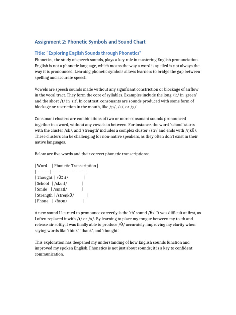 Phonetic Symbols for English Sounds | PDF