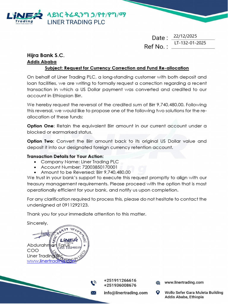 Currency Correction Request by Liner Trading | PDF