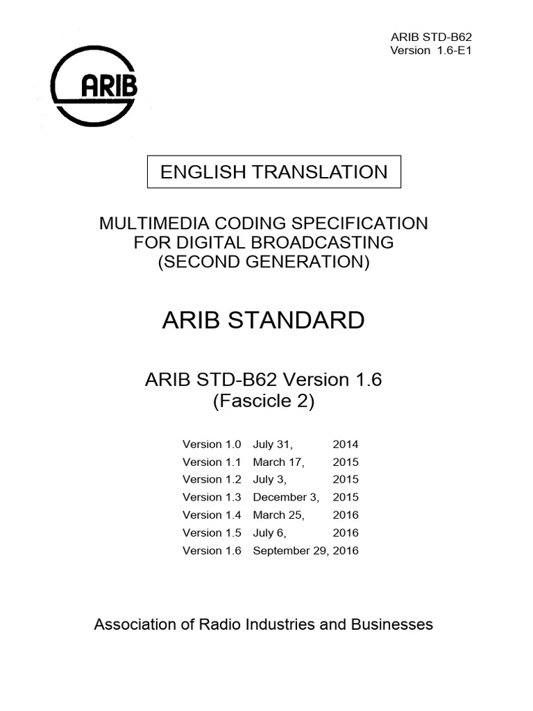 ARIB STD-B62v1 - 6-2p2-E1 | PDF | Html5 | Html