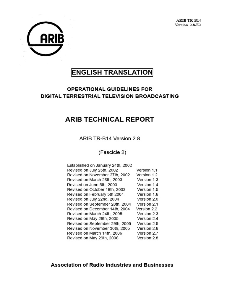 ARIB TR-B14v2 - 8-2p3-E2 | PDF | Broadcasting | Specification ...