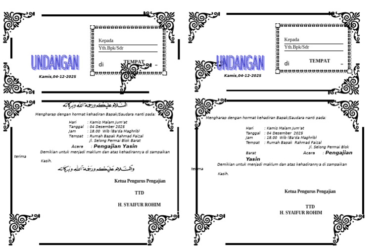 Undangan Pengajian Yasin 4 Desember | PDF