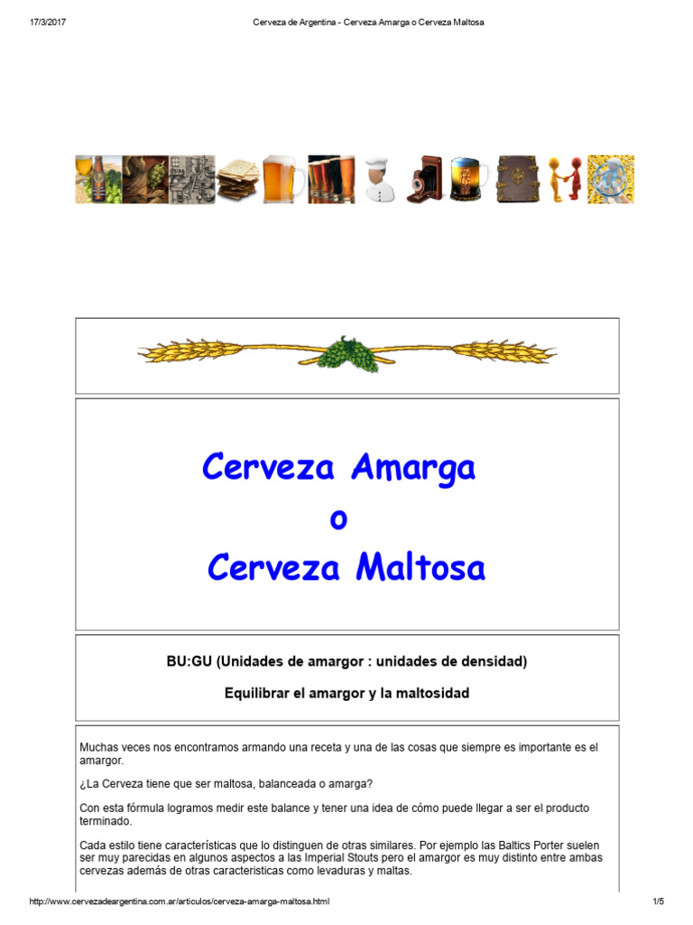 Cerveza de Argentina - Cerveza Amarga, Balanceada o Cerveza Maltosa ...