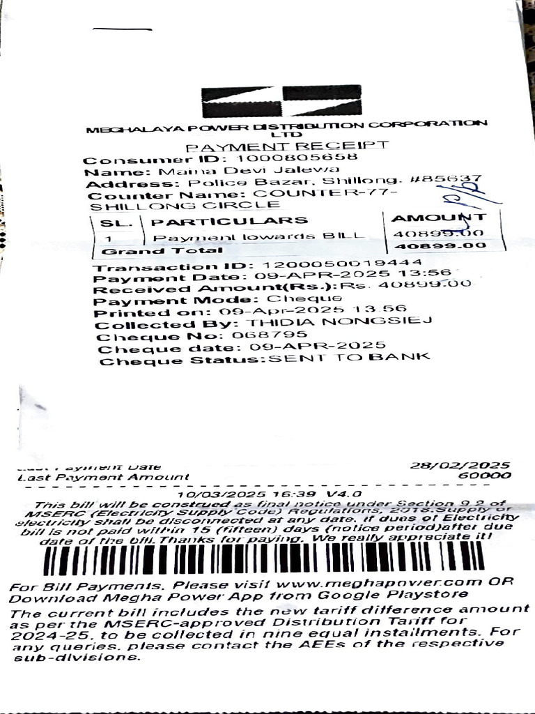 Shillong Electricity Bill Payment Notice | PDF