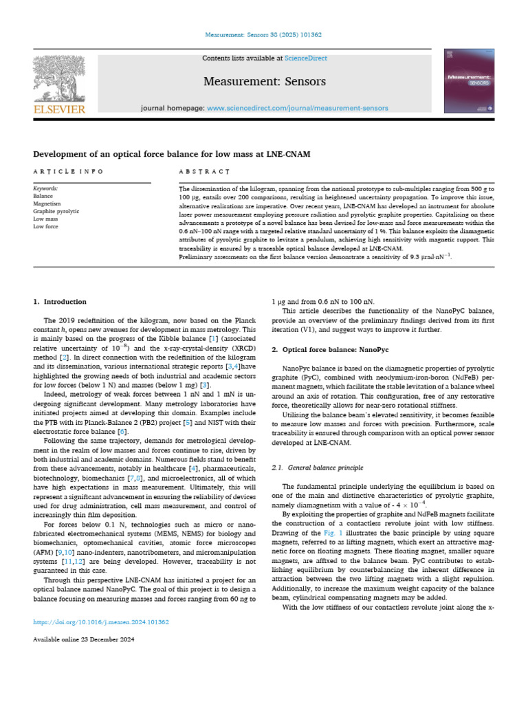 Development of An Optical Force Balance For Low Mass A - 2025 ...