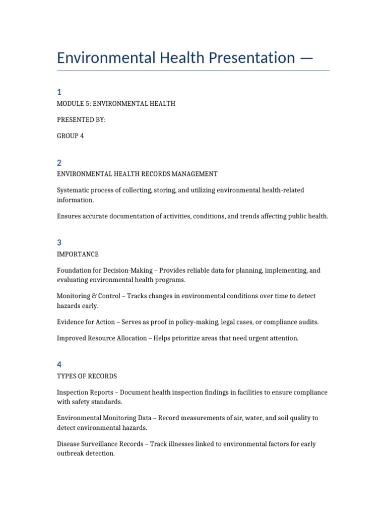 Environmental Health Records Management | PDF | Water Purification | Waste