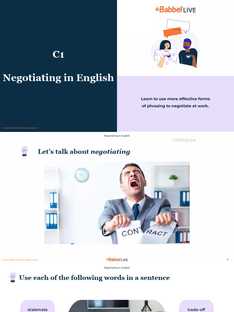 Effective English Negotiation Skills | PDF | Grammar | Syntax