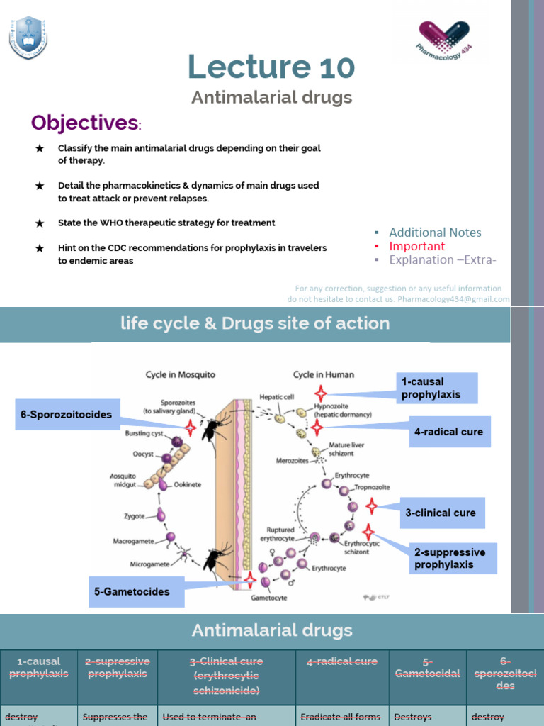 Antimalarial Drugs: Classification & Guidelines | PDF | Malaria | Drugs