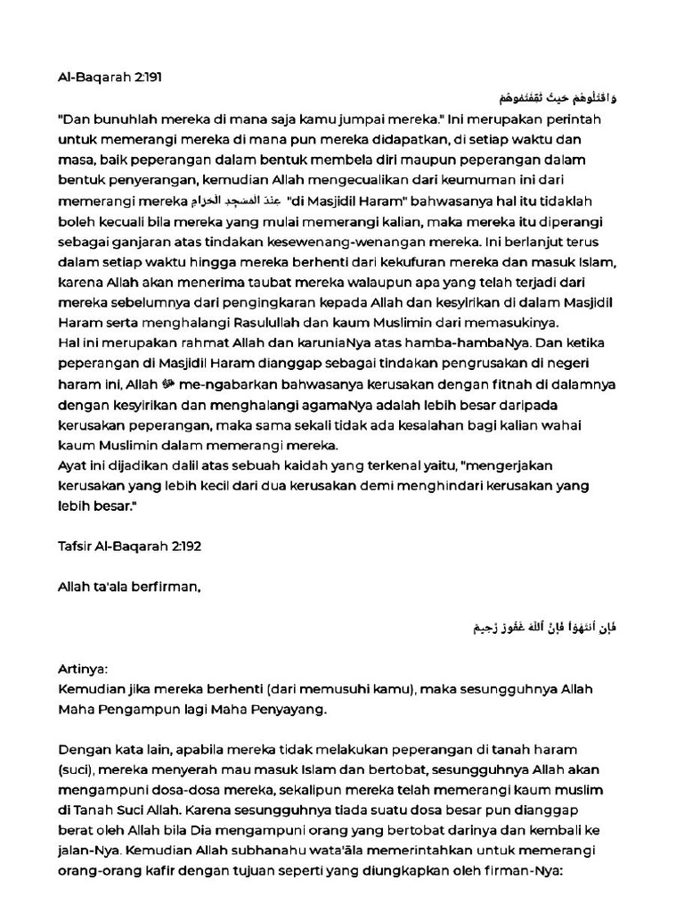 Maryam Ruslan. Tugas Tadabbur QS. Al-Baqoroh 191-210 | PDF