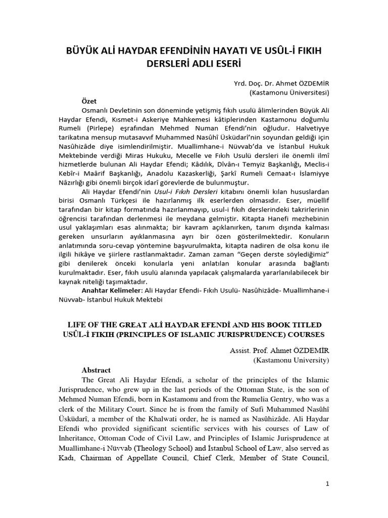 Buyuk Ali Haydar Efendinin Hayati Ve Usu | PDF