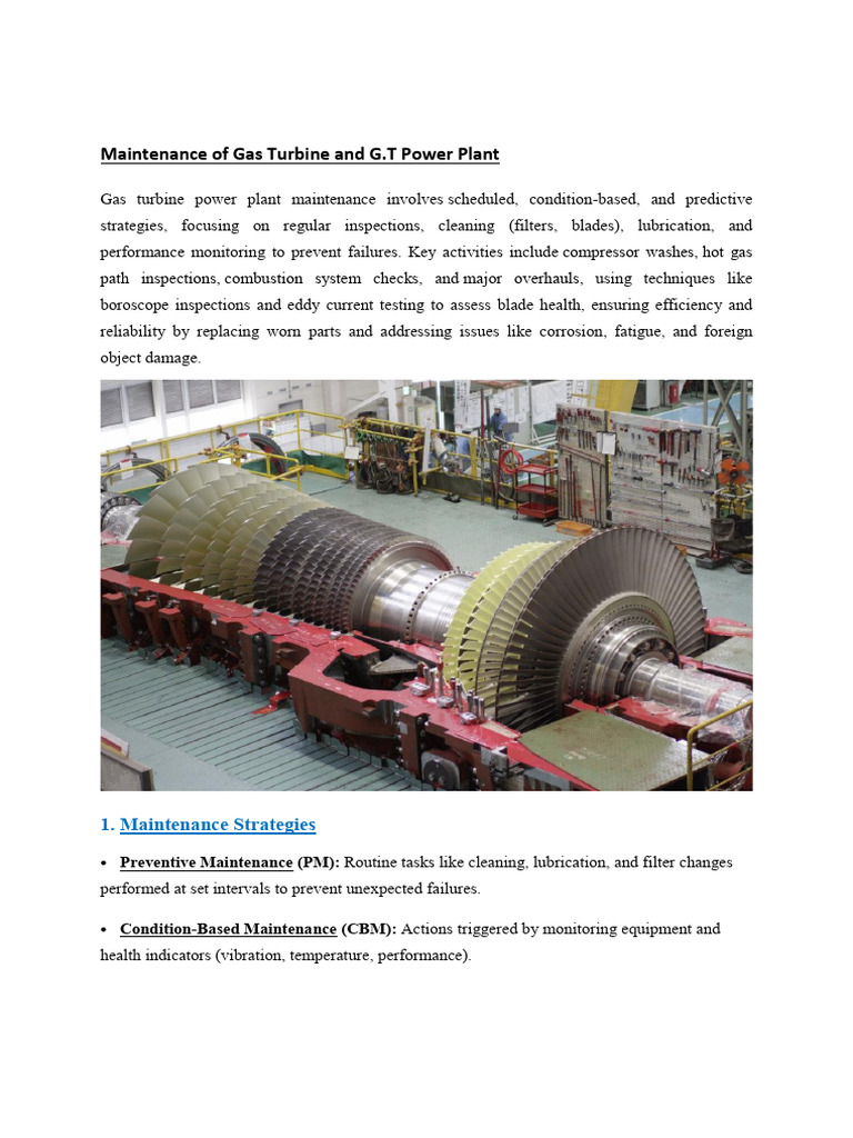 Maintenance of G.T Power Plant | PDF | Leak | Gas Turbine