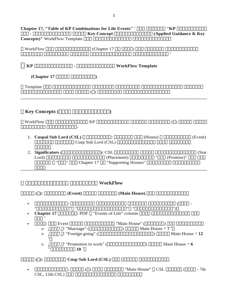 Chapter 17, Table of KP Combinations for Life Events | PDF