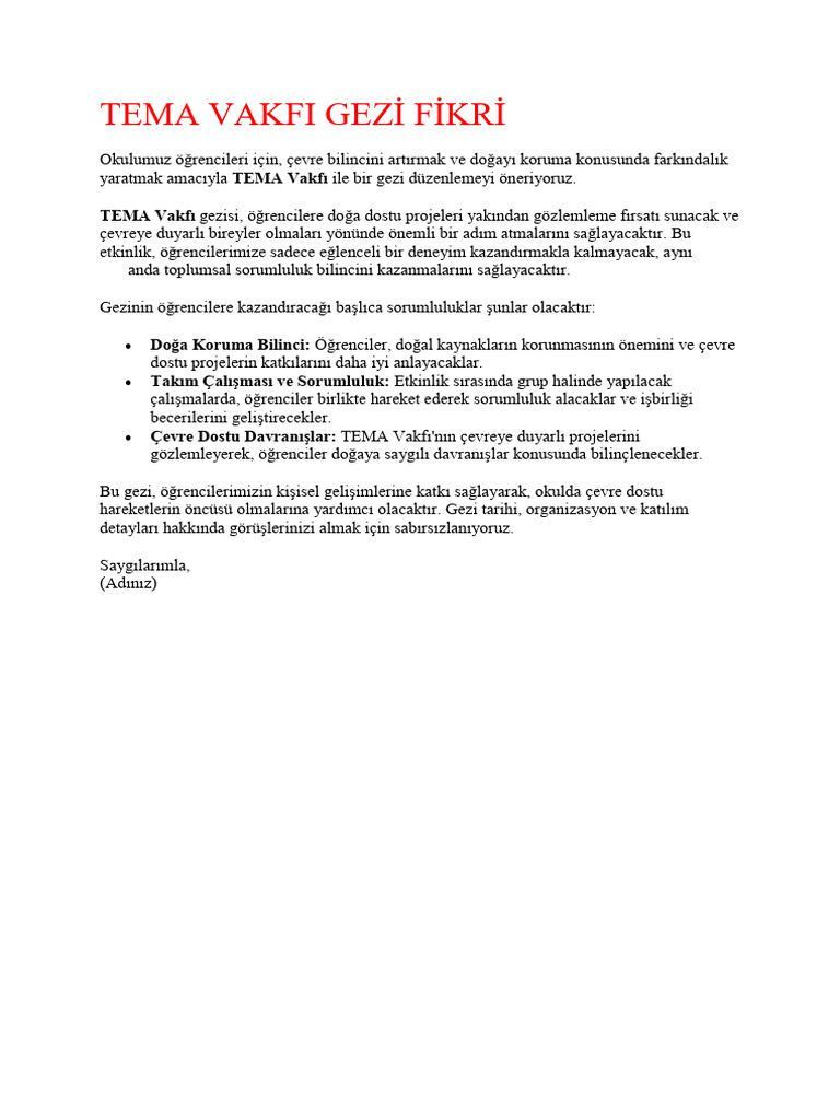 Tema Vakfi Gezi̇si̇ | PDF