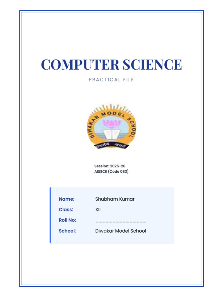 Class 12 CS Practical File | PDF