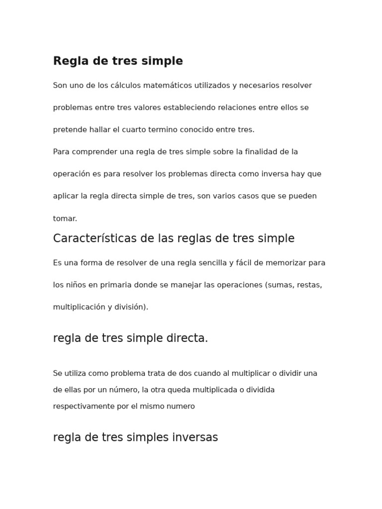 Guía sobre la Regla de Tres Simple | PDF