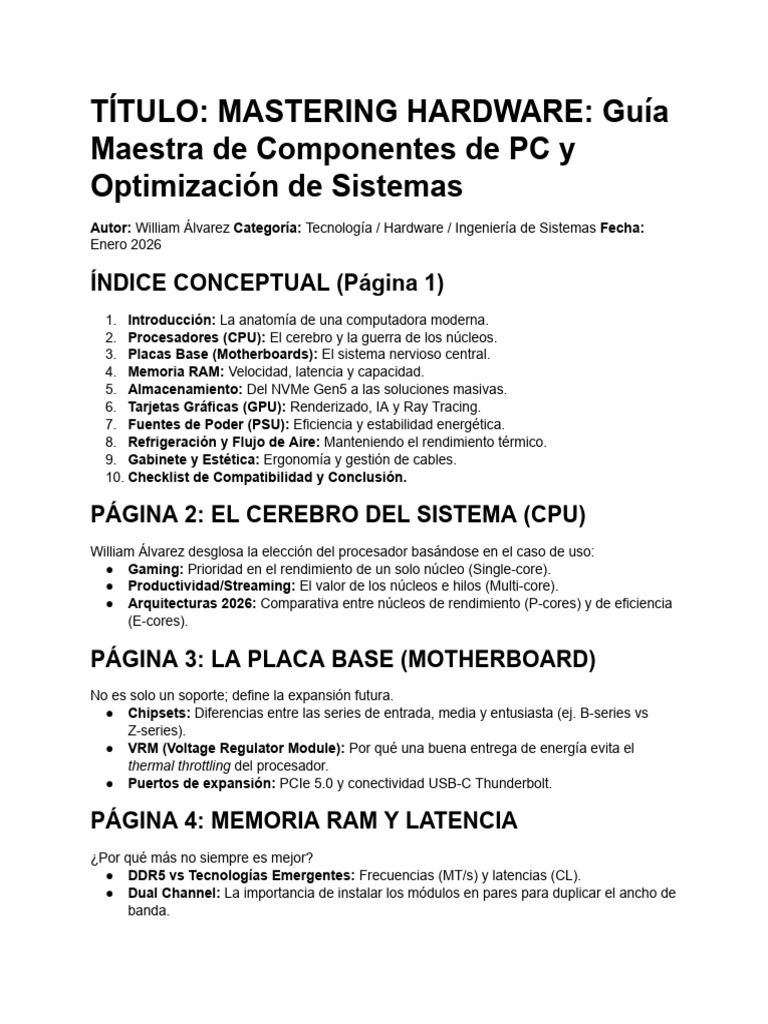 Guía Completa de Componentes de PC | PDF | Hardware de la computadora ...