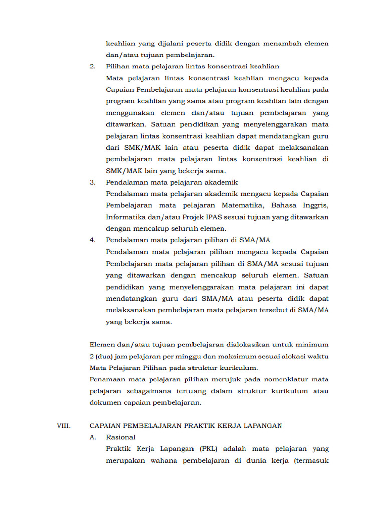 Mapel Pilihan Dan Pkl | PDF
