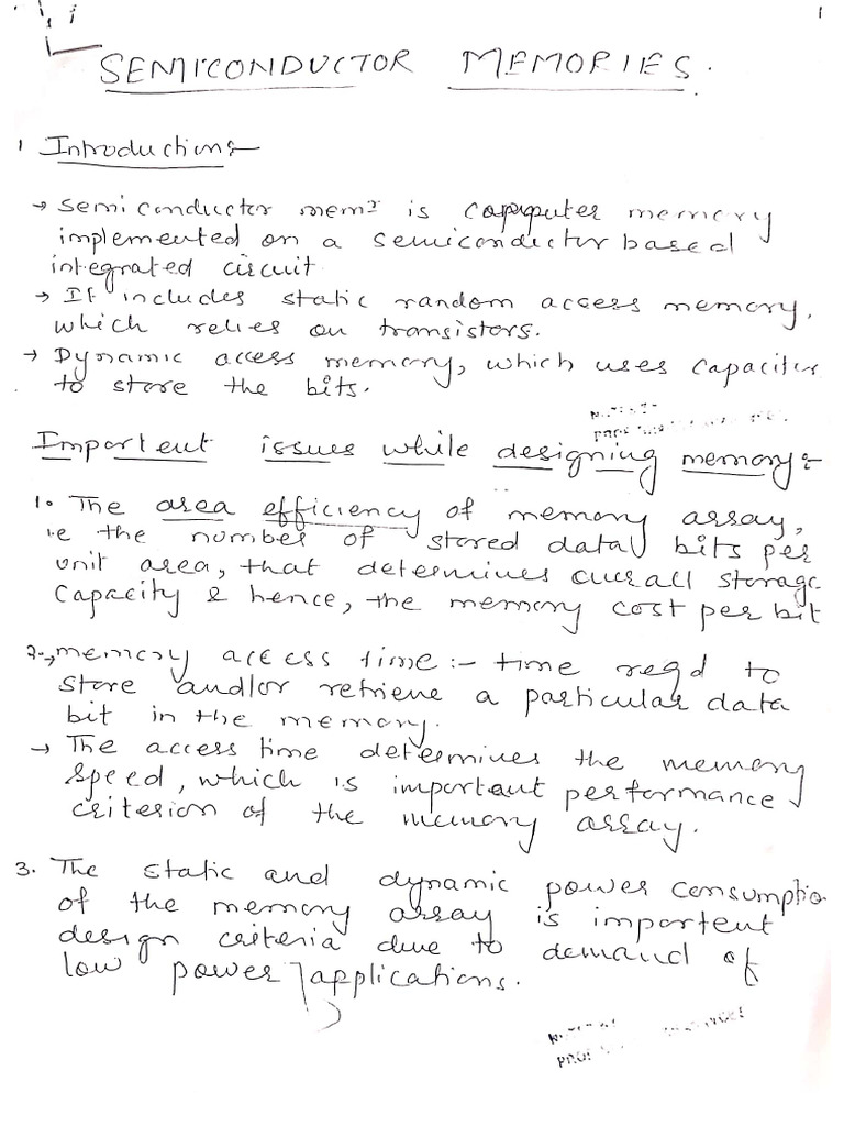 Semiconductor - Memories - Notes | PDF